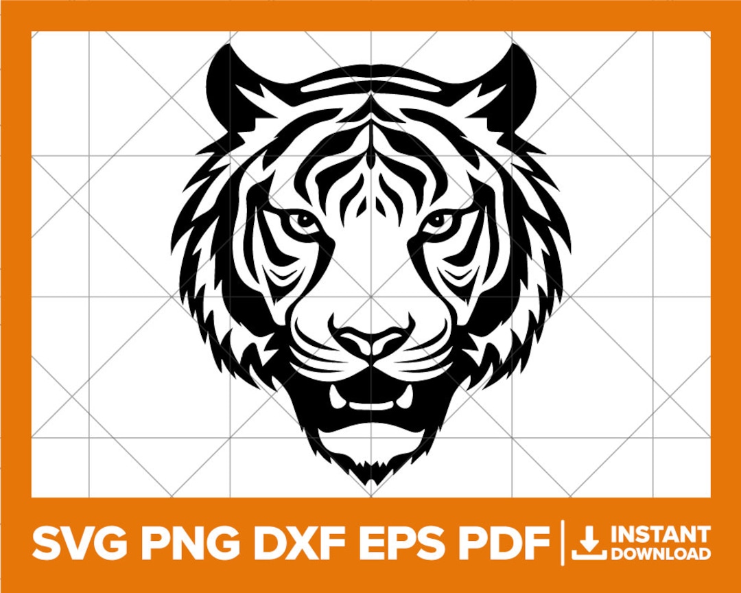 Tiger SVG, Tiger Head PNG, Tiger Face DXF, Tiger Logo, Jungle Cat, Big Cat Cricut Silhouette Cut ...