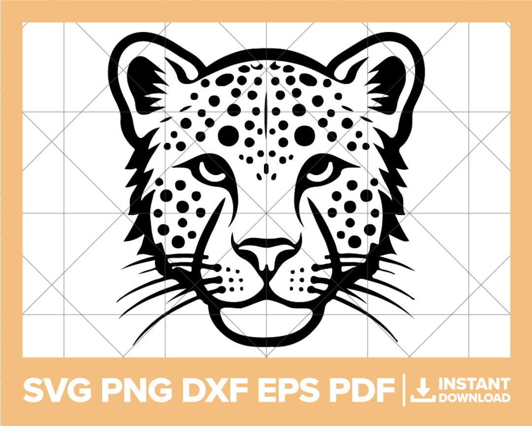 Cheetah SVG, Cheetah Head PNG, Jungle Animal DXF, Cheetah Head, Leopard ...