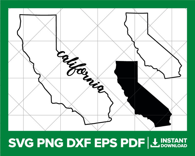California SVG California Outline PNG California State DXF - Etsy