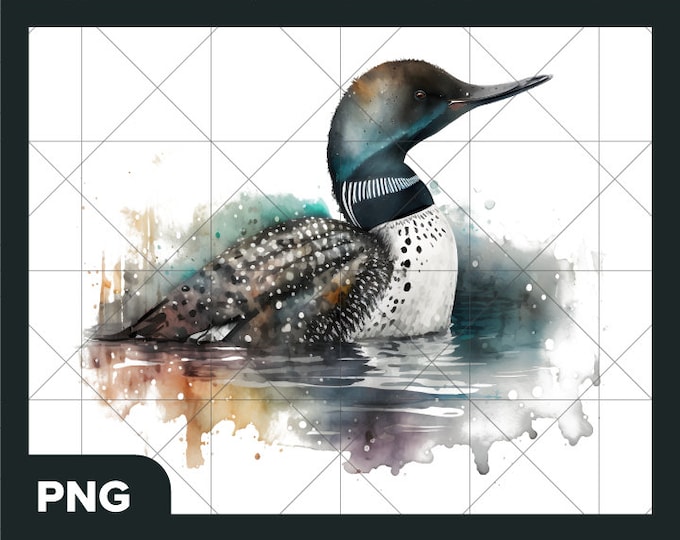 28 Common Loon PNG Clipart Bundle, Watercolor Loon Silhouette Abstract ...