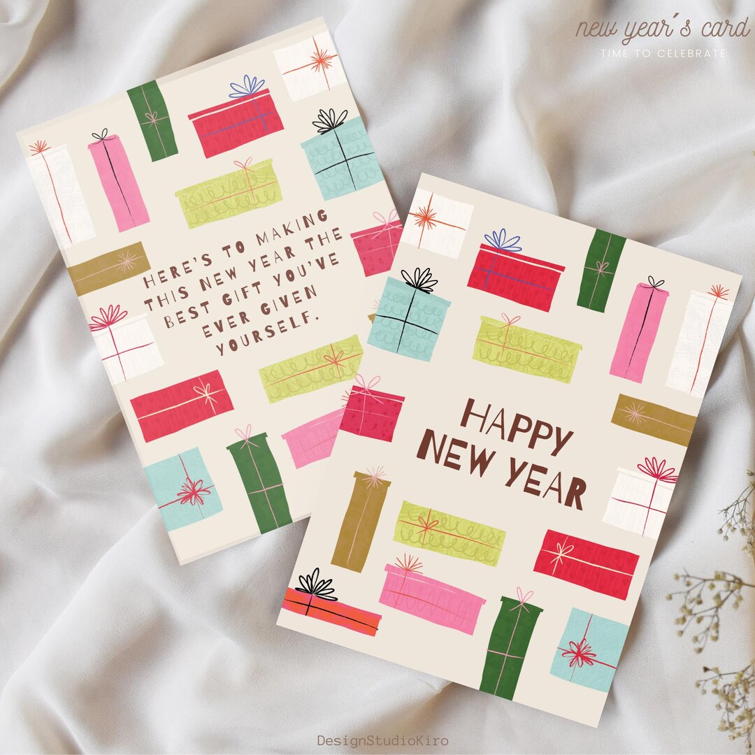 Happy New Year Card Printable 2025 Instant Download PDF New Years Card ...