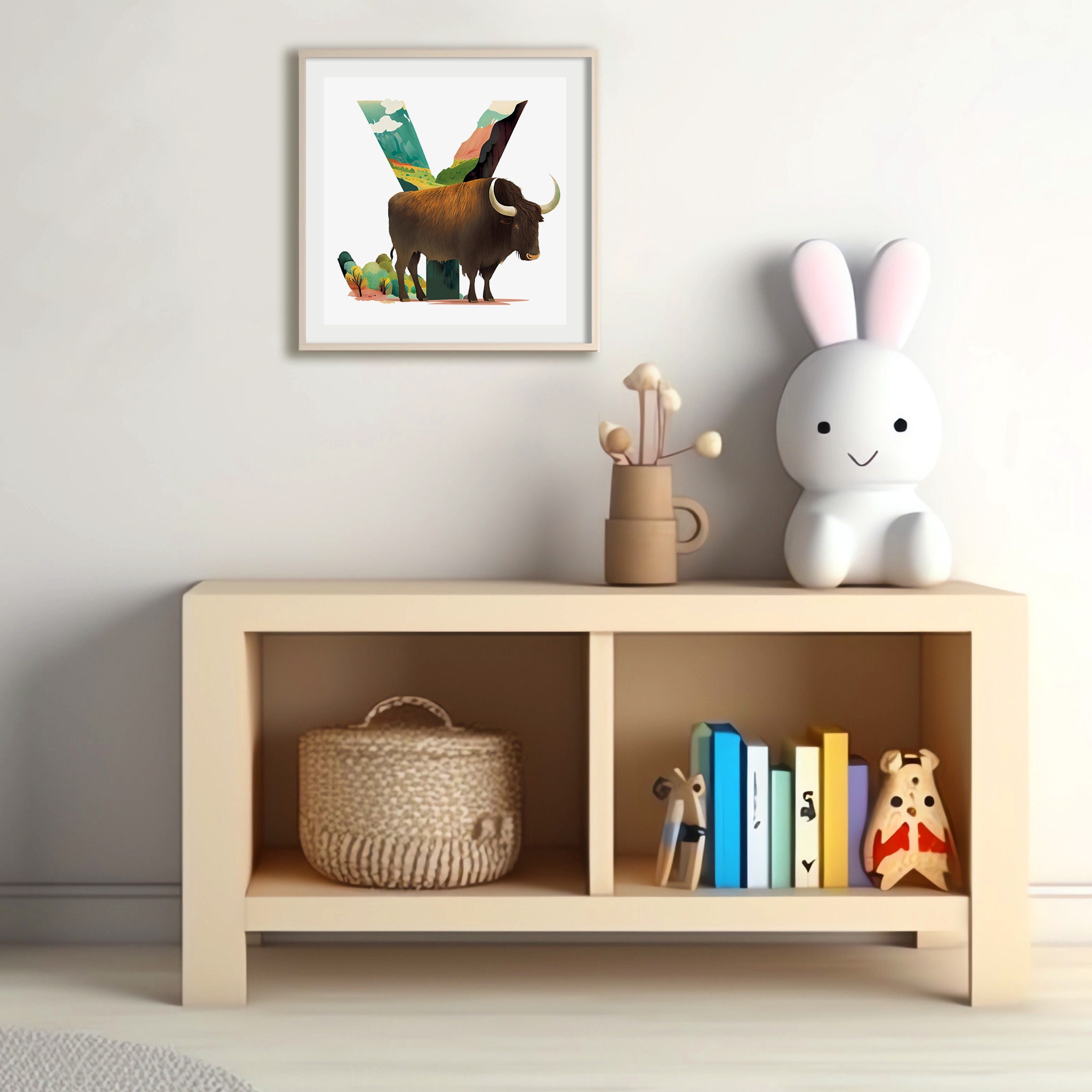 Y Letter, Yak, Poster, Colorful Vibrant Illustration, Wild Life Kids ...