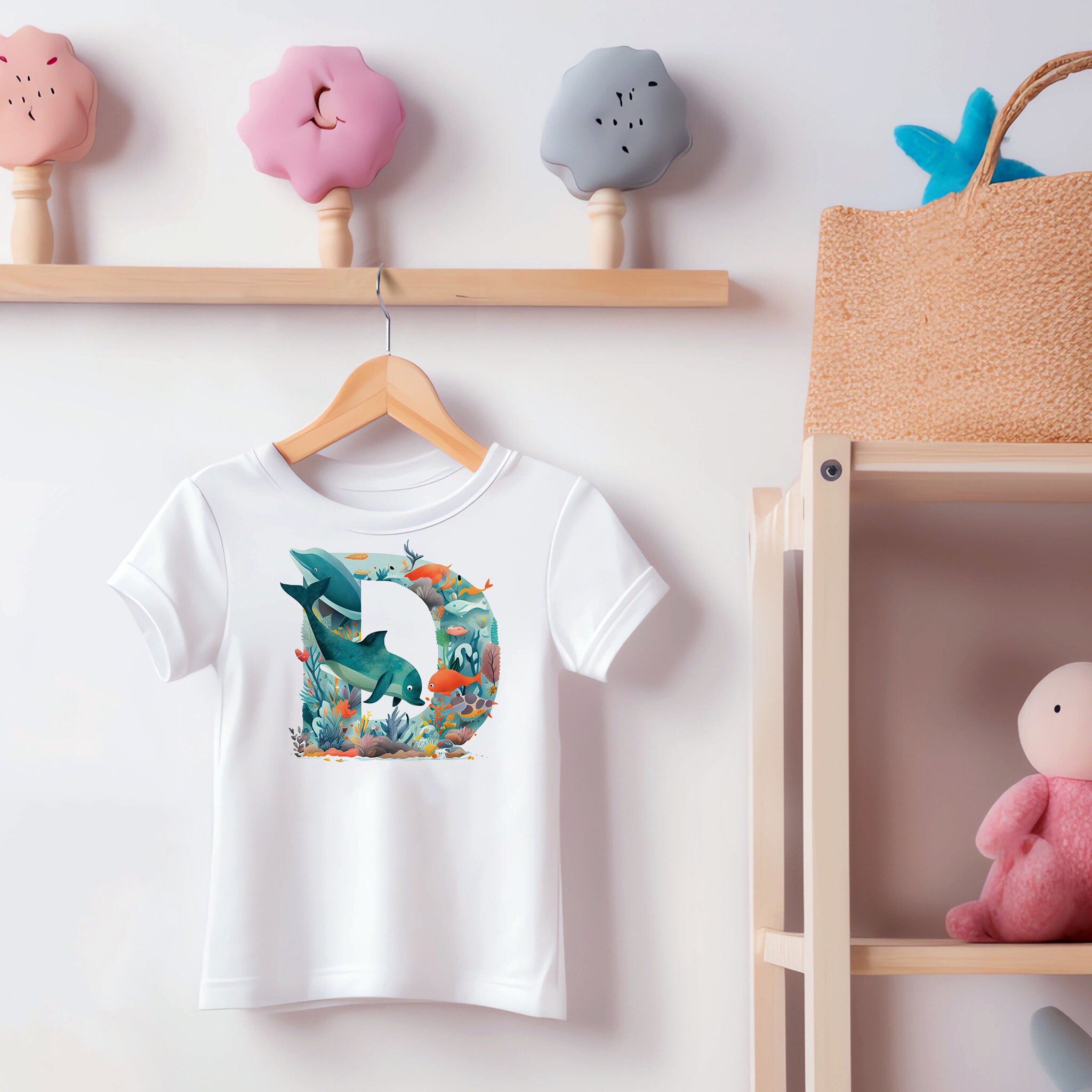 D Letter, Dolphin, Poster, Colorfull Vibrant Illustration, Wild Life ...