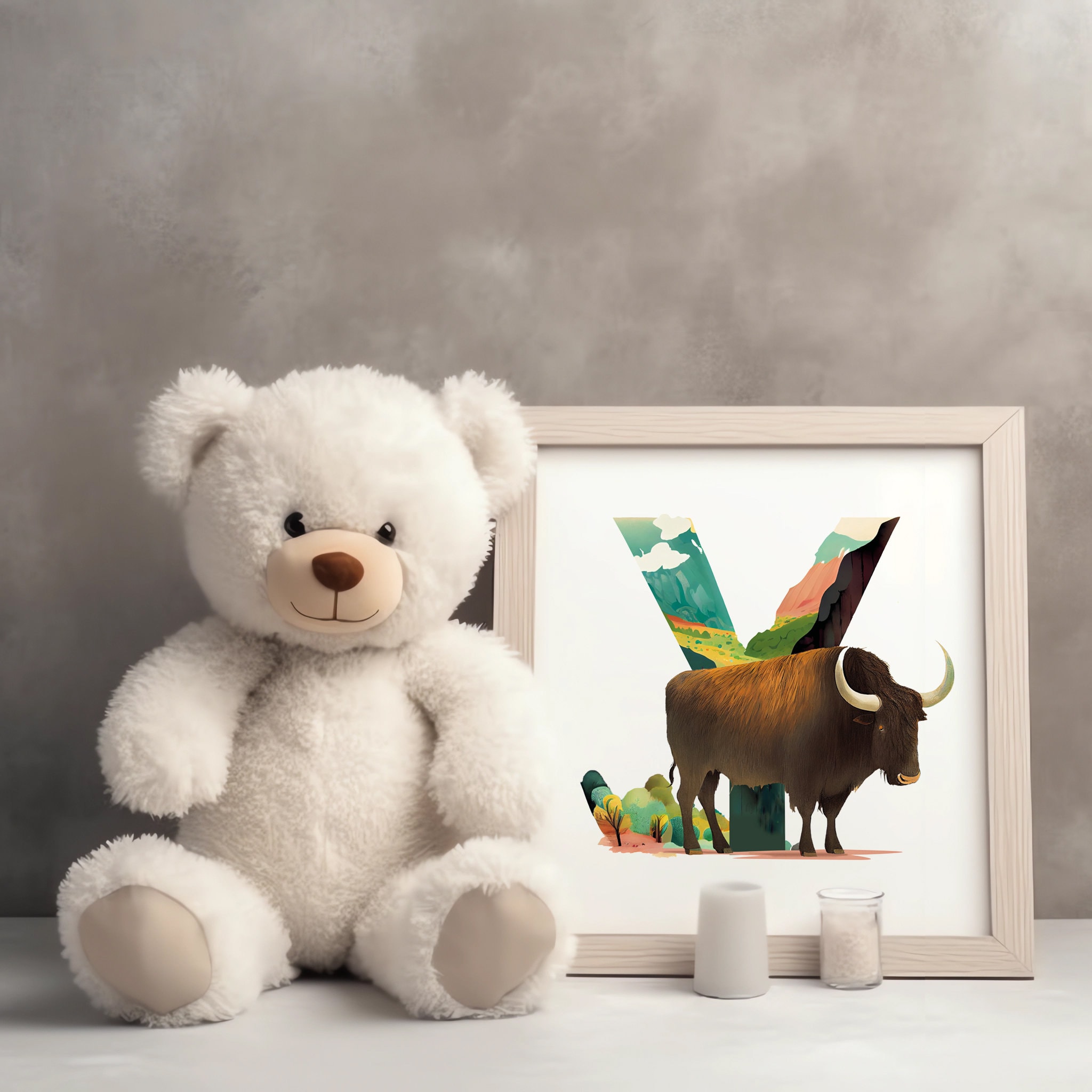 Y Letter, Yak, Poster, Colorful Vibrant Illustration, Wild Life Kids ...