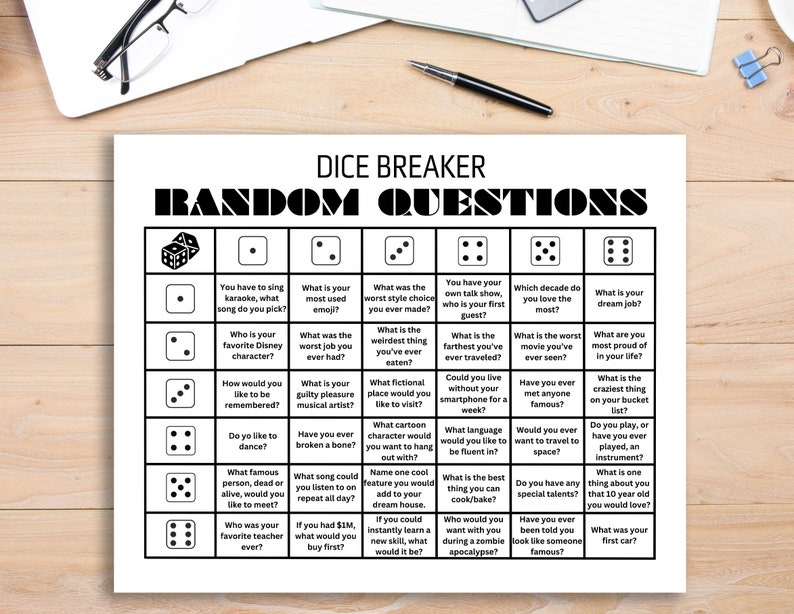 Ice Breaker Games, Dice Games, Printable Party Games, Classroom Ice ...