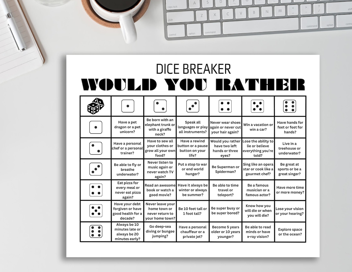 Ice Breaker Games, Dice Games, Printable Party Games, Classroom Ice ...