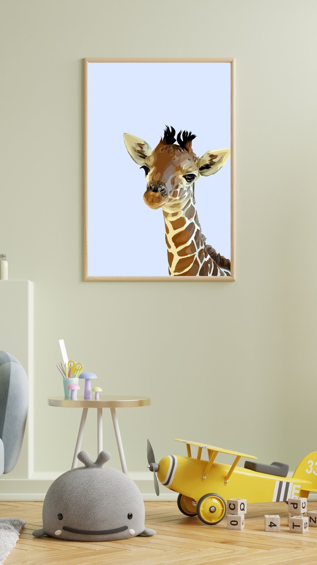 Charming Minimalistic Giraffe Poster: Enhance Kids' Room Decor With ...