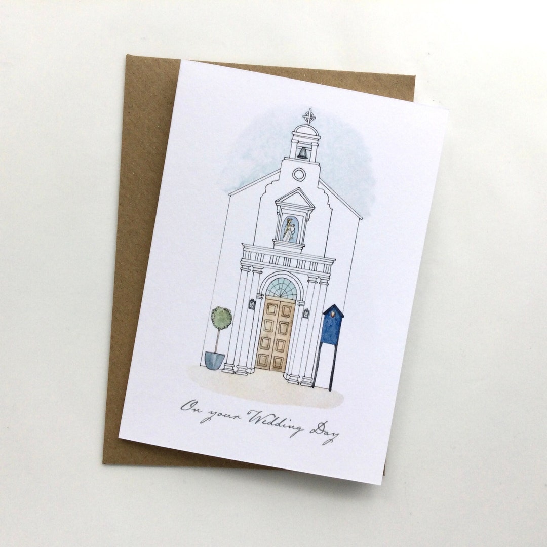 Church Wedding Card, Religious Wedding Card Featuring an Illustration ...