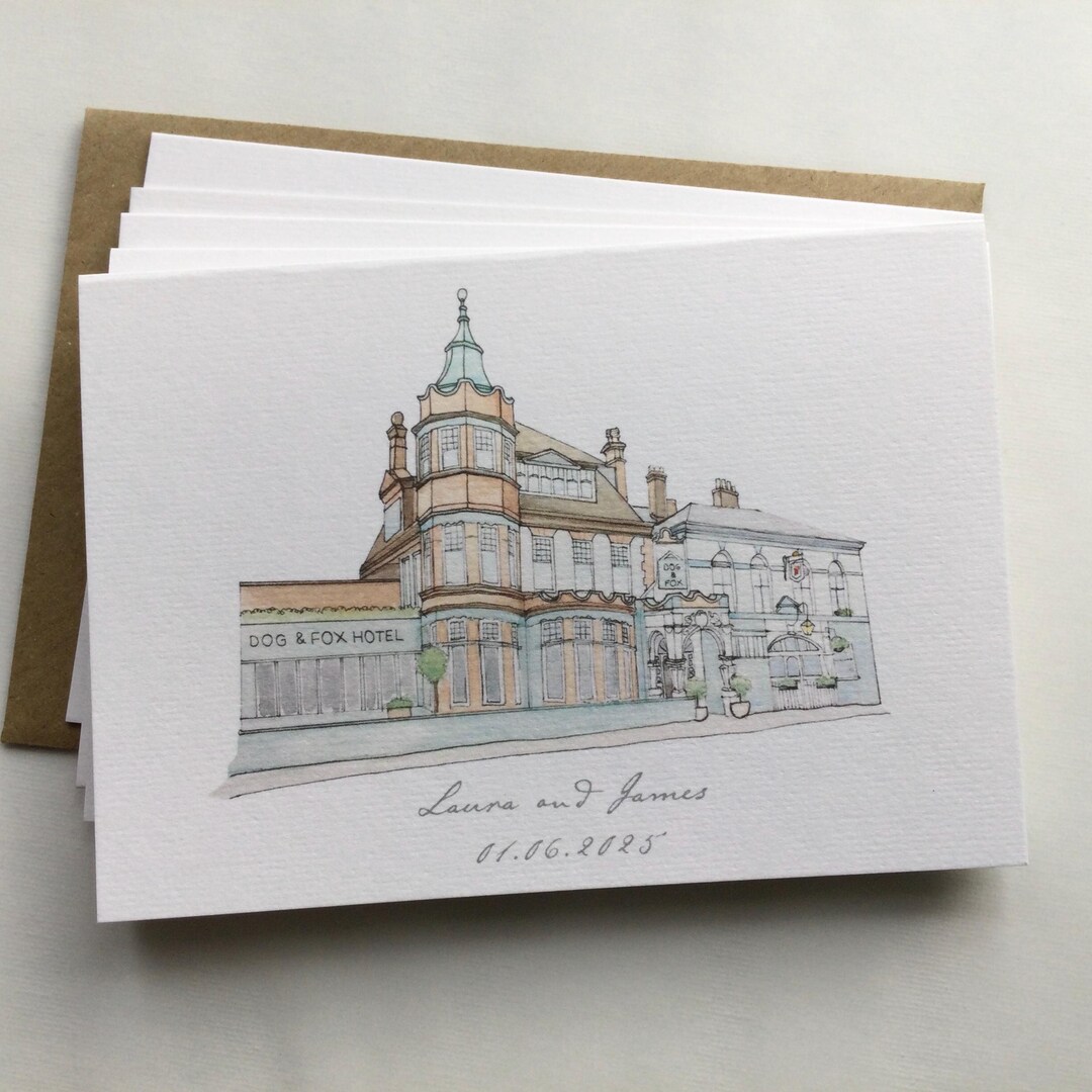Dog and Fox Pub, Wimbledon, Wedding Invitations Pack of 5, London ...