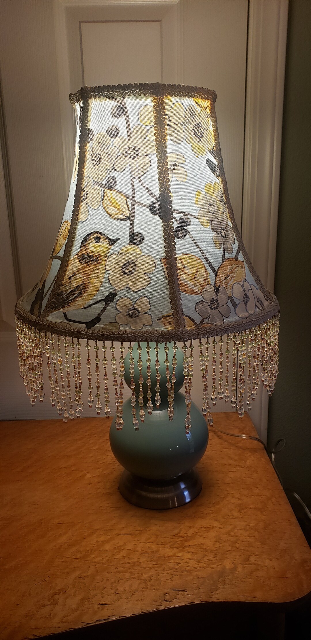 Victorian or French Lamp Shade With Teal Glass Lamp - Etsy