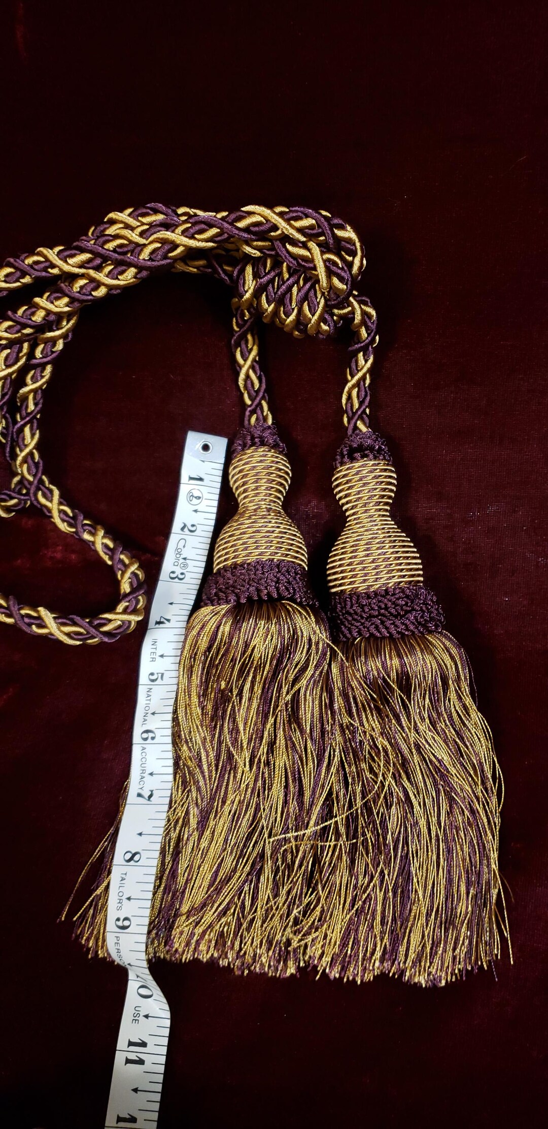 Victorian or French Vintage Gold / Royal Purple Luxury Long 9" Tassels ...