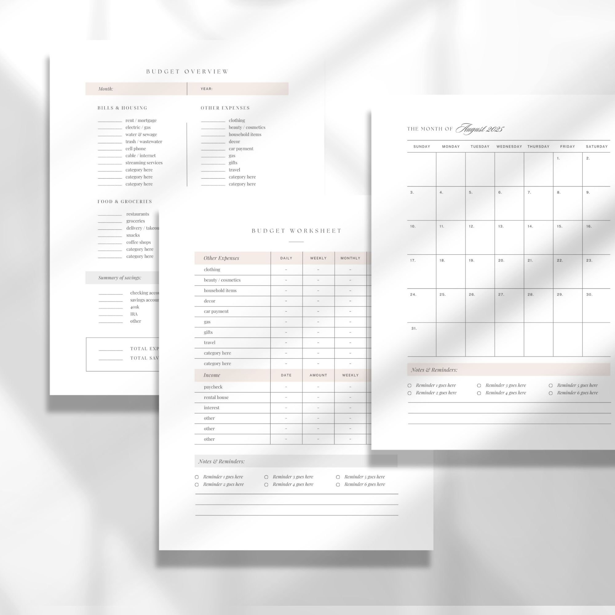 Budget Template, Editable Planner Template, Printable Budget Tracker ...