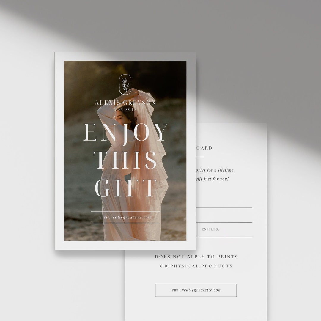 Photographer Gift Card Template, Elegant Design (canva) - Etsy