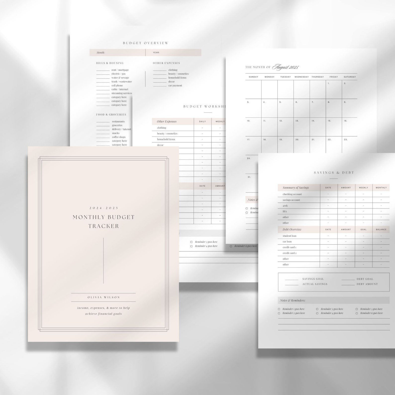 Printable Monthly Budget Planner Template, 2024-2025 (digital Download ...