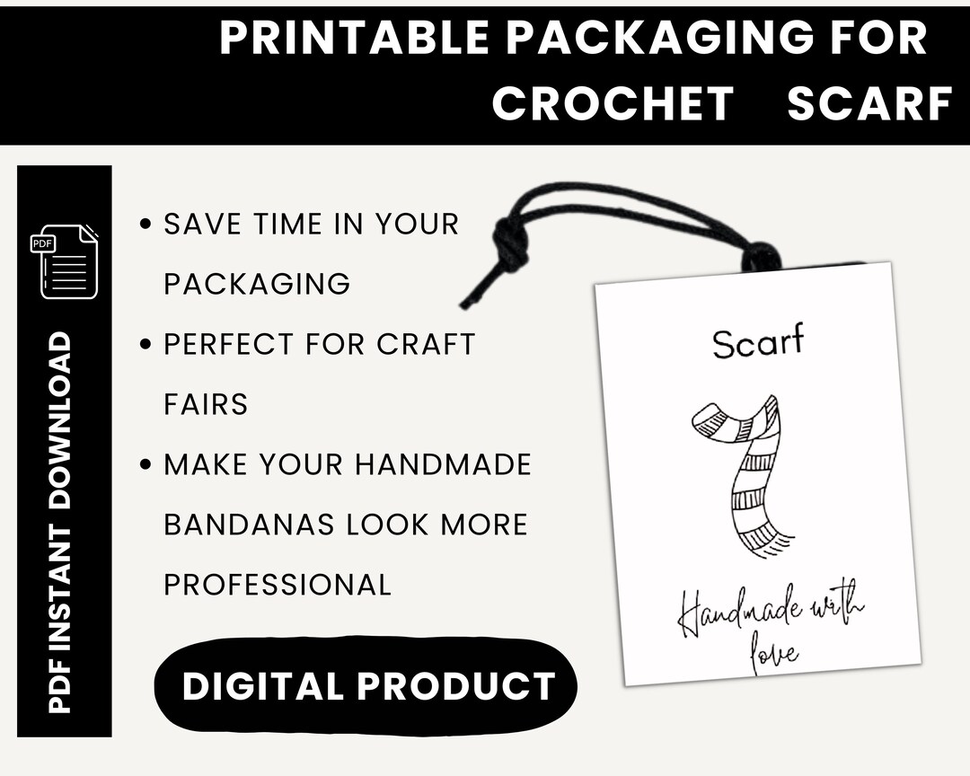 Printable Labels for Handmade Scarf Rectangle Sized Tags Paper Print ...