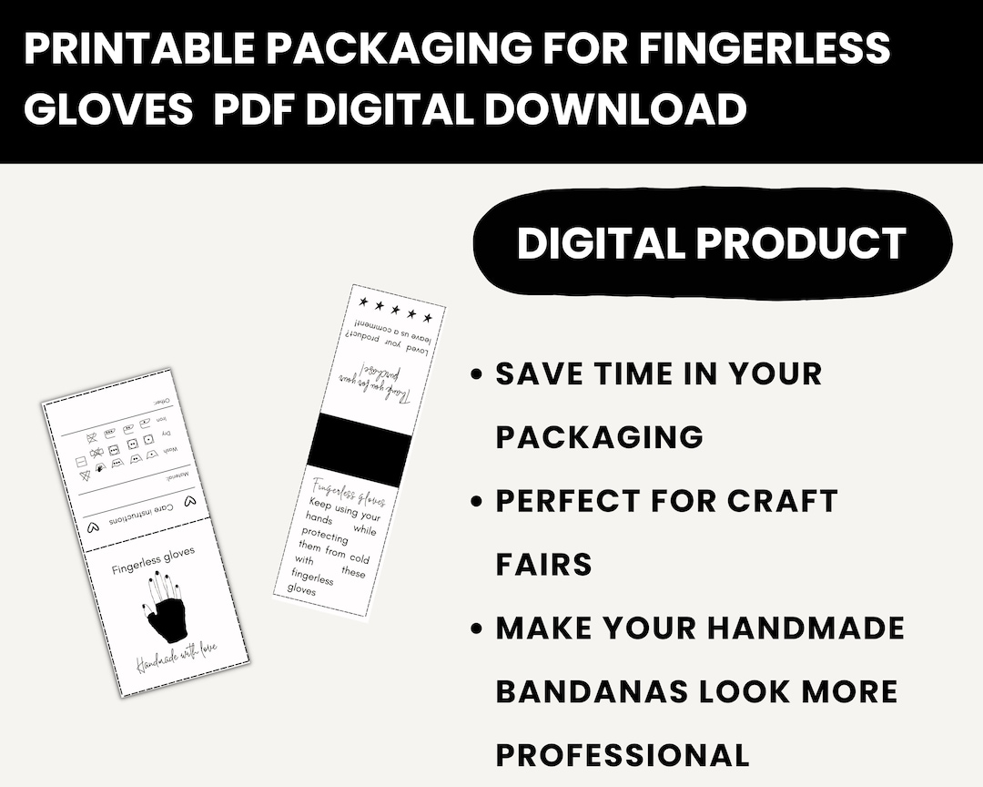Printable Packaging for Fingerless Gloves How to Pack Tags Labels ...