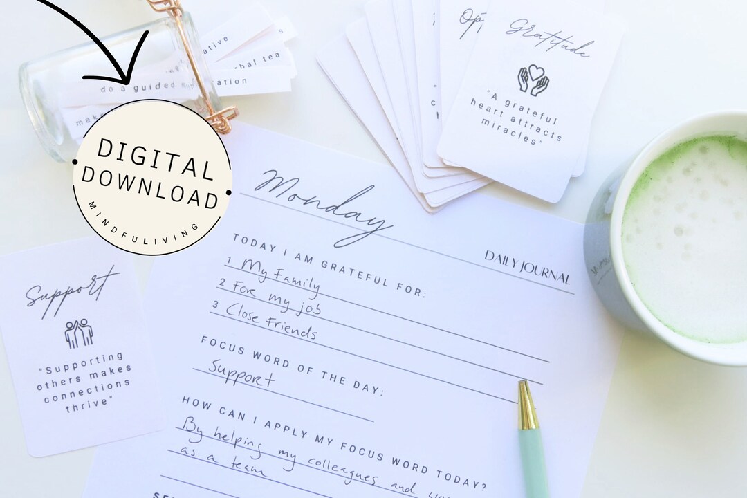 The Mindfuliving Daily Reflection Journal + 40 Focus Cards ...
