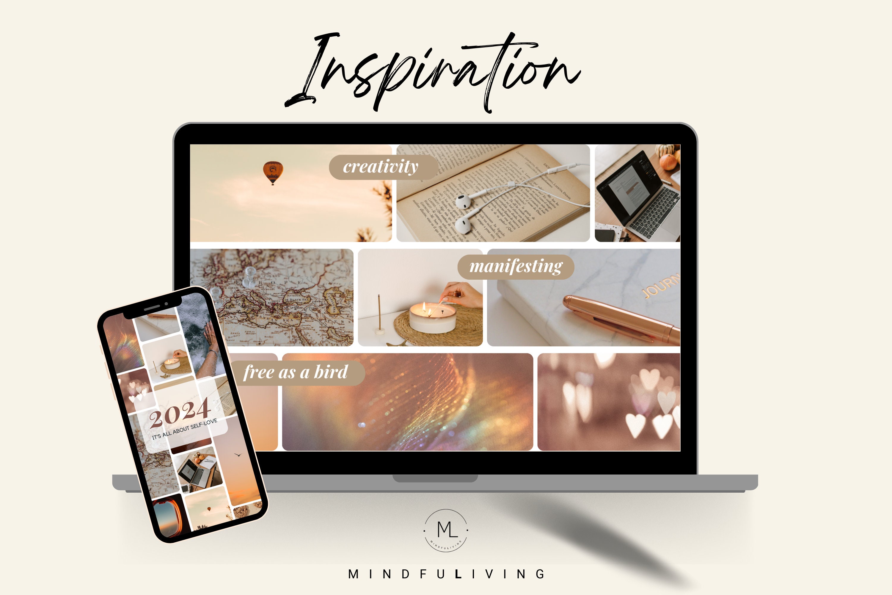 Digital Vision Board Template Canva Editable, Vision Board Printable ...