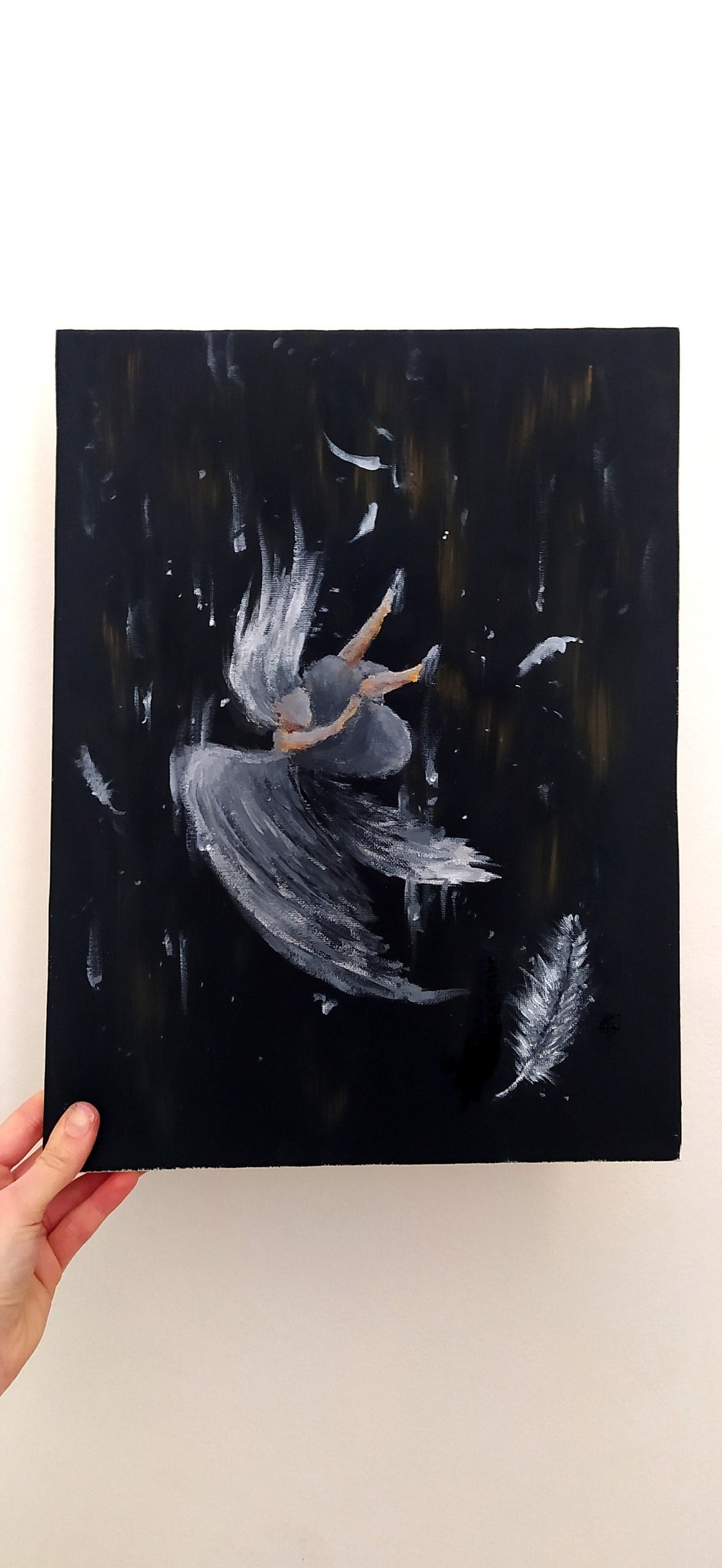 Falling Angel Original Acrylic Painting on Canvas, 30x40cm, Large ...