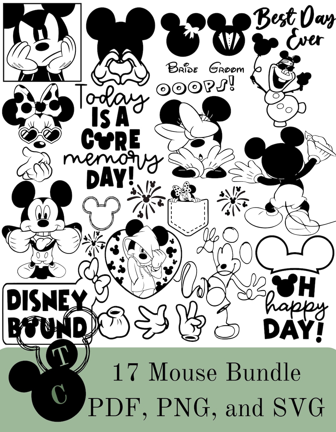Dis Ney Bundle Svg Png Pdf Cricut Printable Clipart Silhouette, Mouse ...