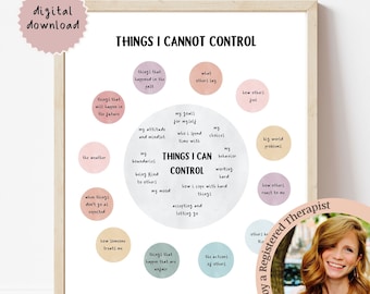 Circle of Control Poster, What I Can and Cannot Control, Therapy Office ...