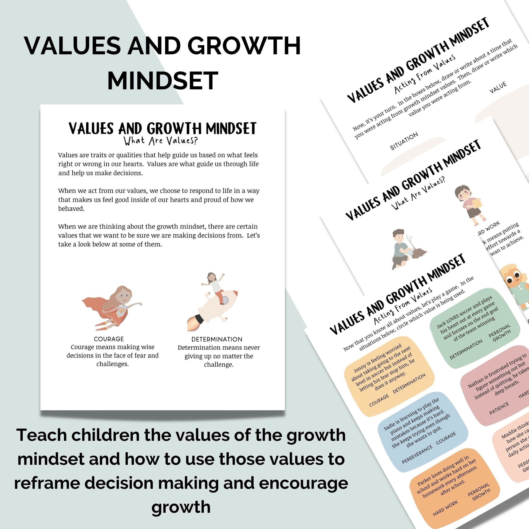 Growth Mindset Therapy Worksheets for Kids, Mindset Workbook for ...