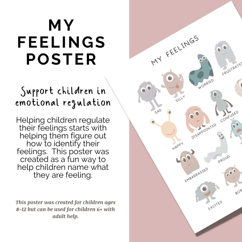 Emotions Poster for Kids, Feelings Chart for Identifying Emotions ...