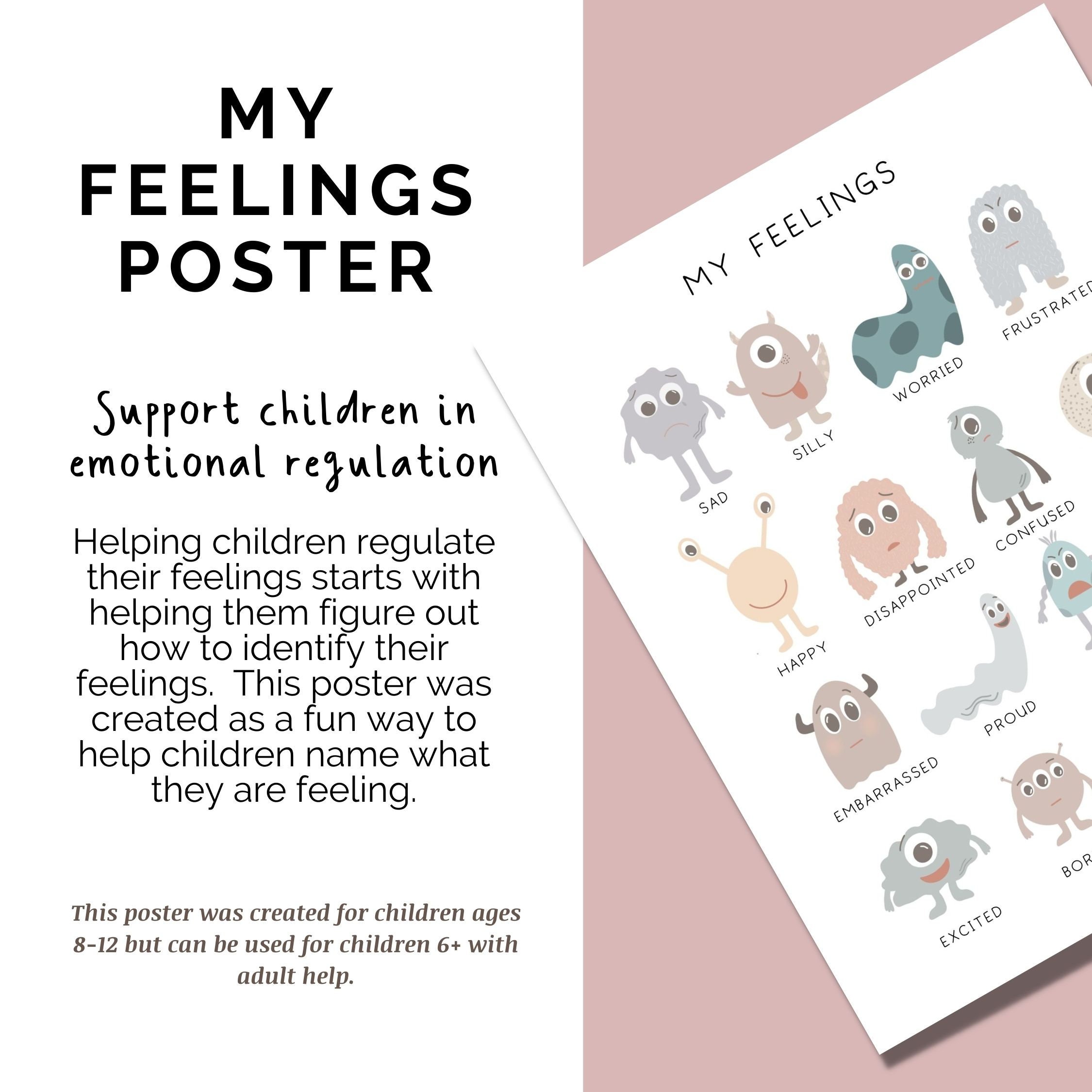 Emotions Poster for Kids, Feelings Chart for Identifying Emotions ...