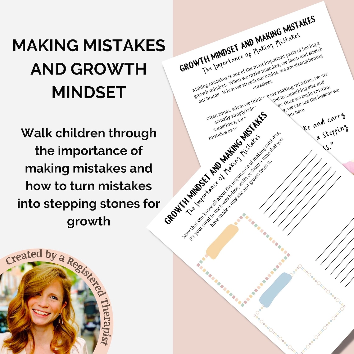 Growth Mindset Therapy Worksheets for Kids, Mindset Workbook for ...