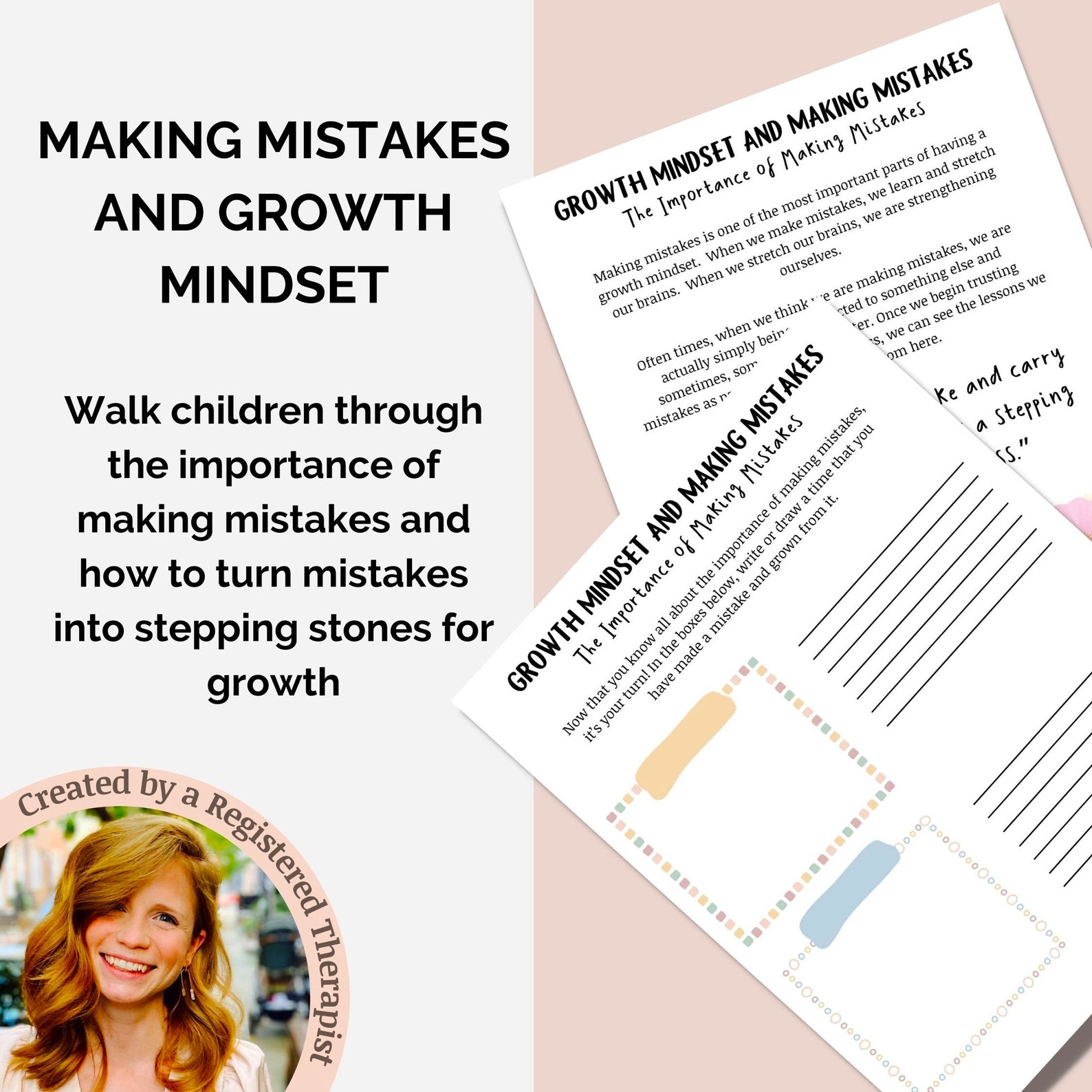 Growth Mindset Therapy Worksheets for Kids, Mindset Workbook for ...