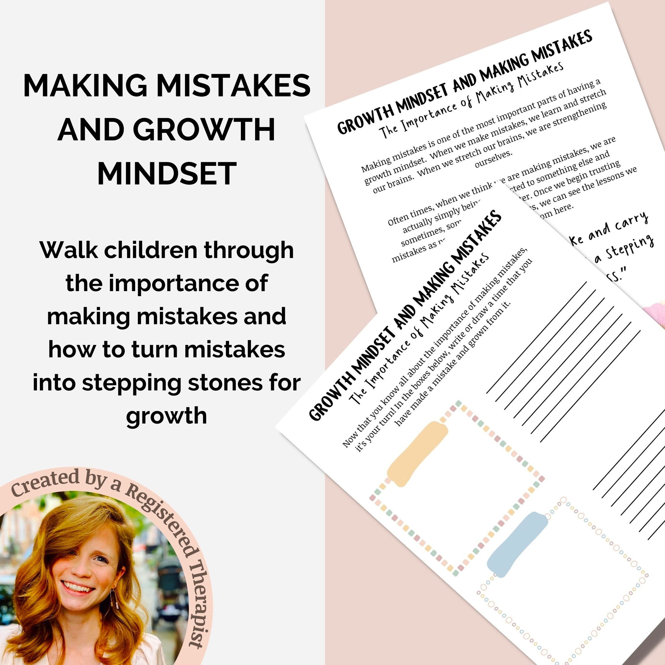 Growth Mindset Therapy Worksheets for Kids, Mindset Workbook for ...