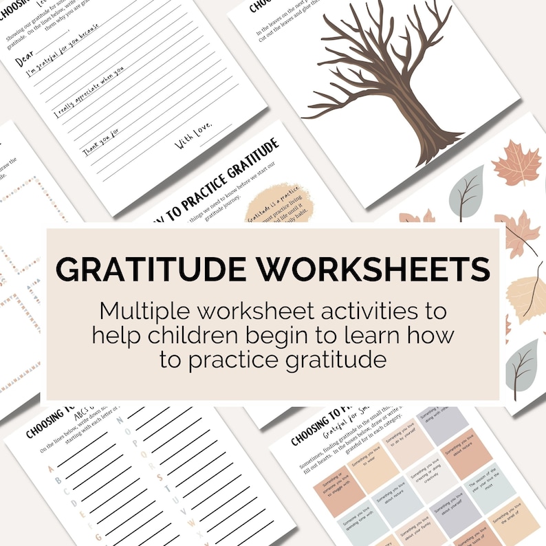 Gratitude Therapy Worksheets for Kids, Emotional Regulation Skills for ...