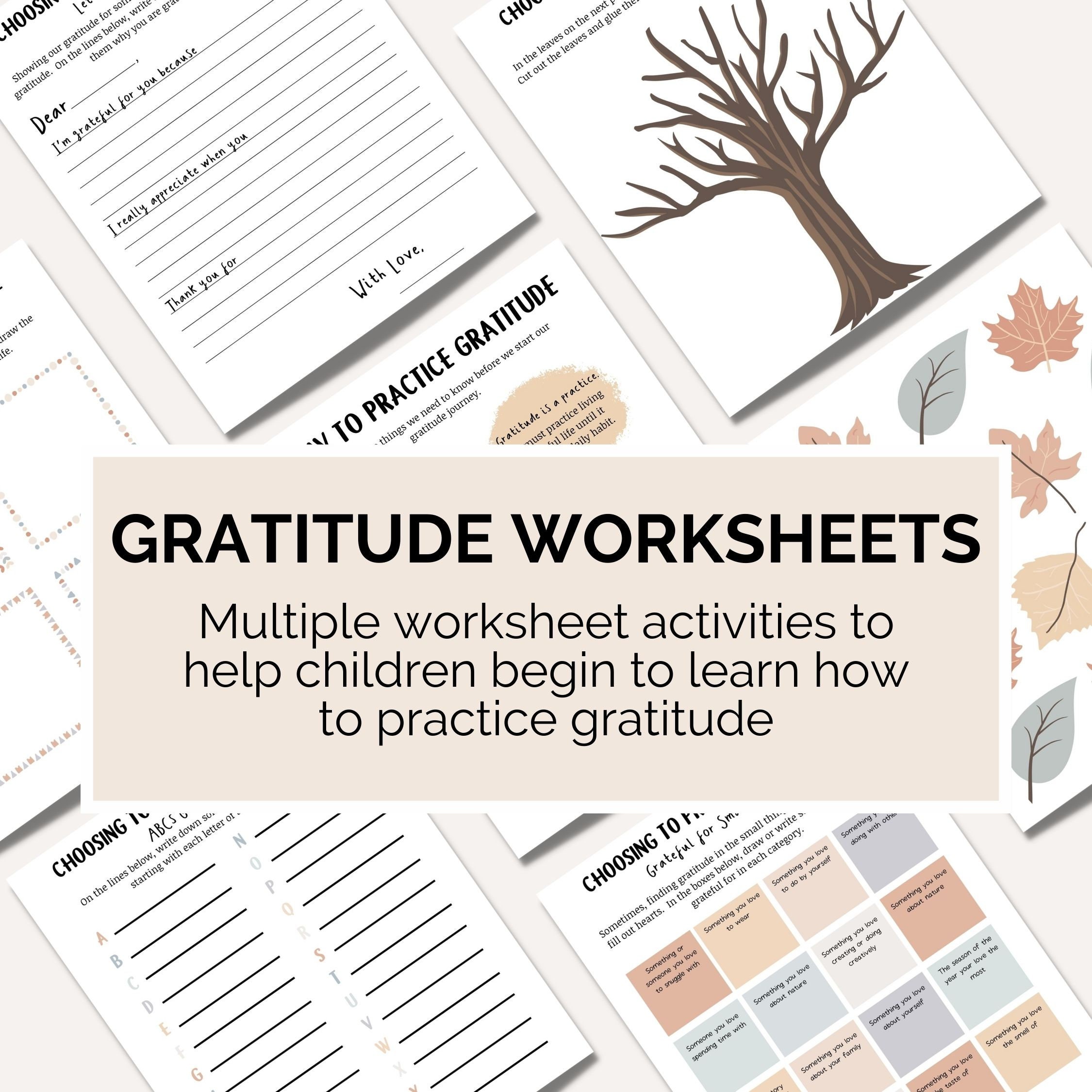 Gratitude Therapy Worksheets for Kids, Emotional Regulation Skills for ...