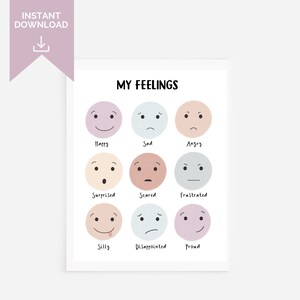 Toddler and Preschool Feelings Chart, Emotion Poster for Young Children ...