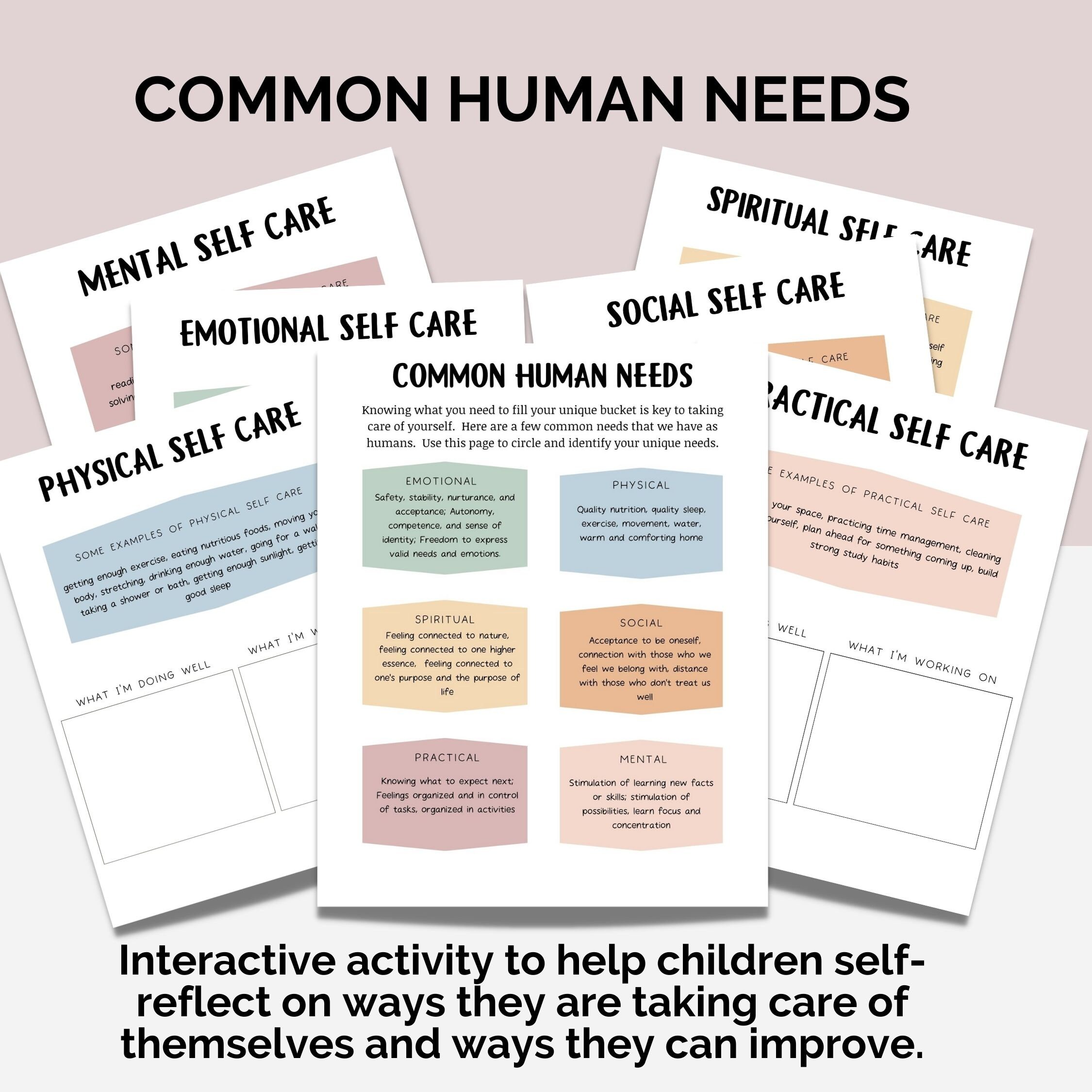 Self-care Printable Workbook for Kids, Social Emotional Learning for ...