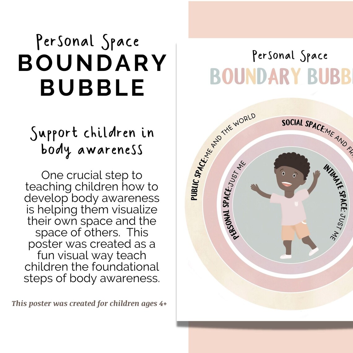 Boundaries Bubble Poster for Kids, Children's Therapy Worksheet ...