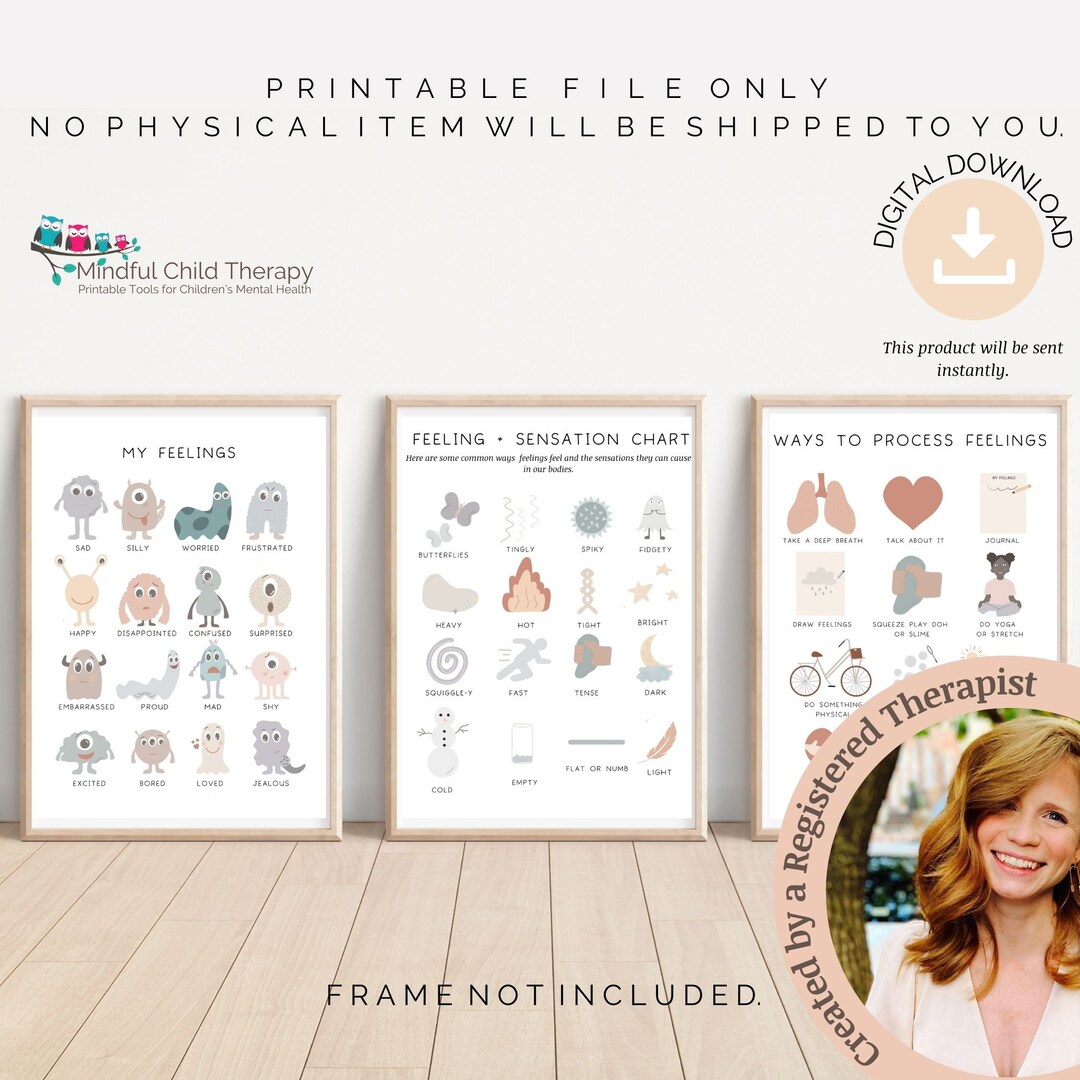 Coping Skills Posters for Kids, Therapy Office Decor, Emotions Chart ...