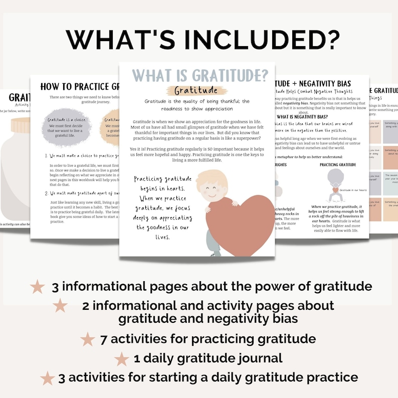 Gratitude Therapy Worksheets for Kids, Emotional Regulation Skills for ...