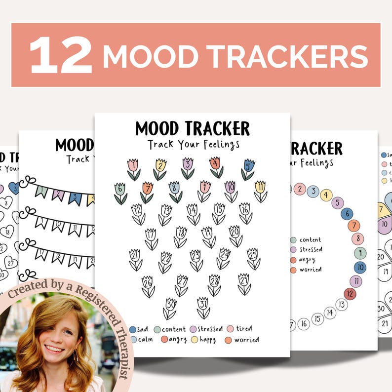 Mood Tracker Printable Bundle, Therapy Activities for Kids, Printables ...