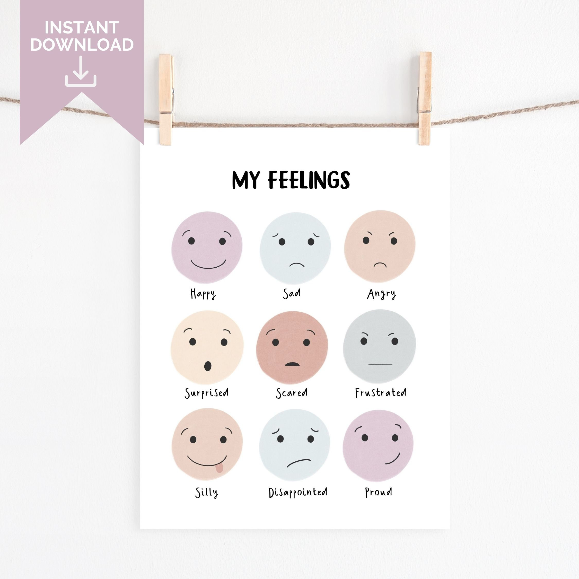 Toddler and Preschool Feelings Chart, Emotion Poster for Young Children ...