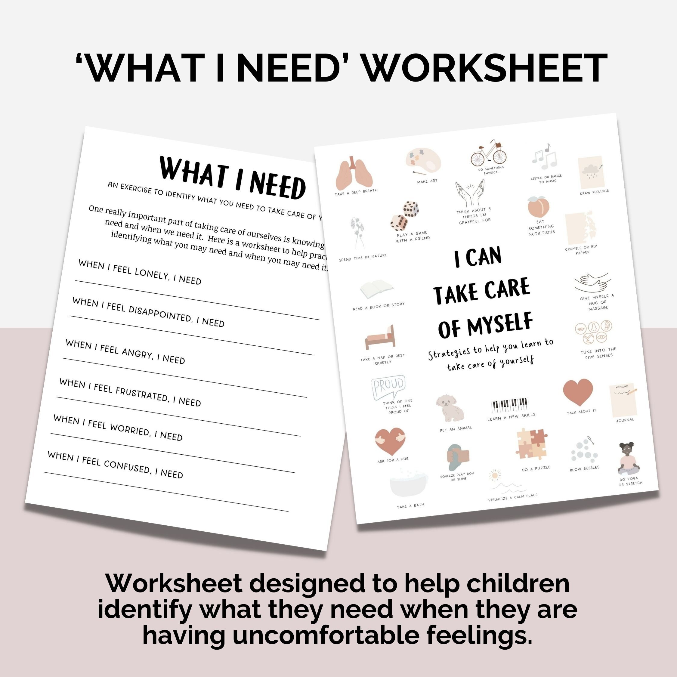 Self-care Printable Workbook for Kids, Social Emotional Learning for ...