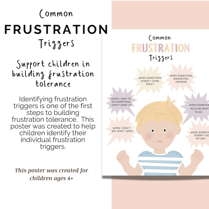 Frustration Tolerance Poster for Kids, Emotional Regulation for ...