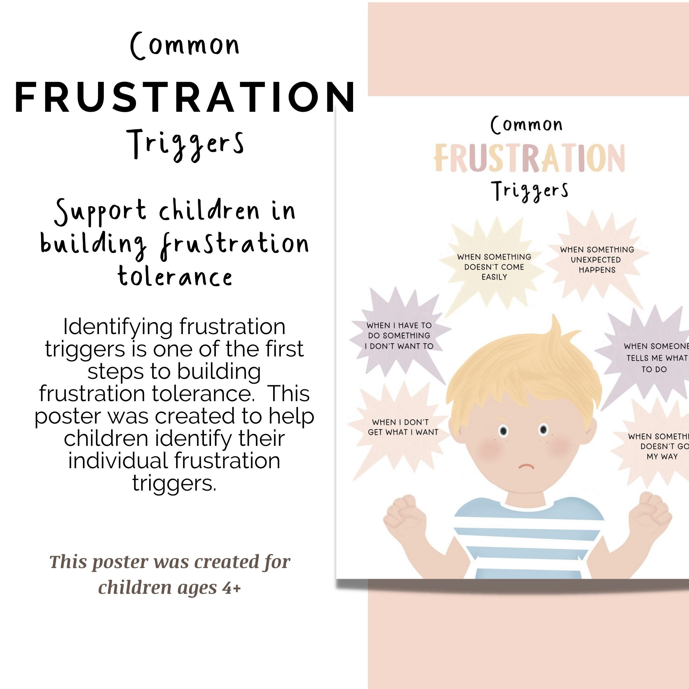 Frustration Tolerance Poster for Kids, Emotional Regulation for Children, School Counseling Wall ...