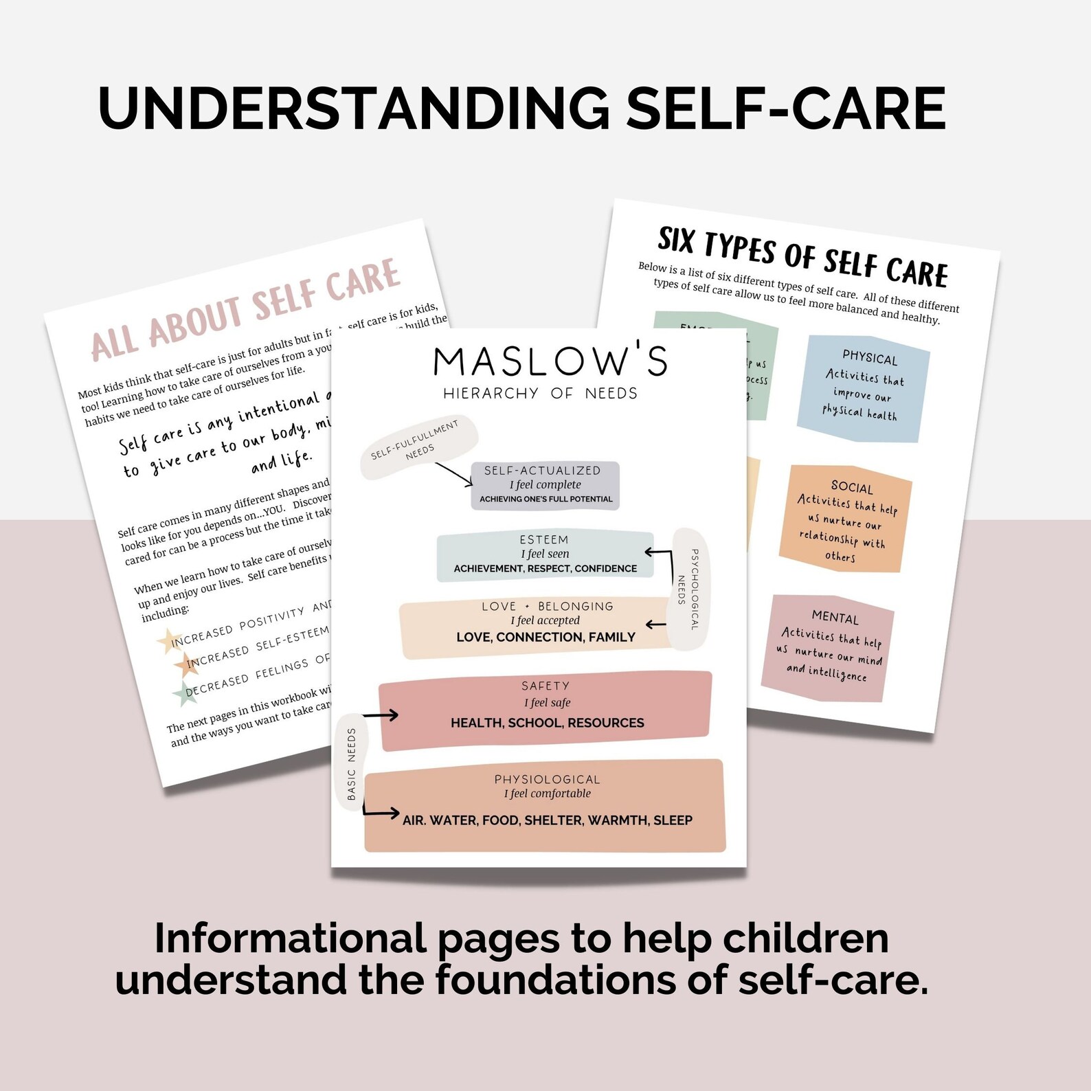 Self-care Printable Workbook for Kids, Social Emotional Learning for ...