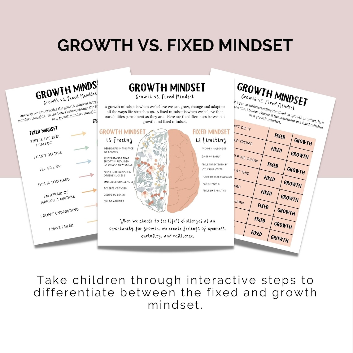 Growth Mindset Therapy Worksheets for Kids, Mindset Workbook for ...