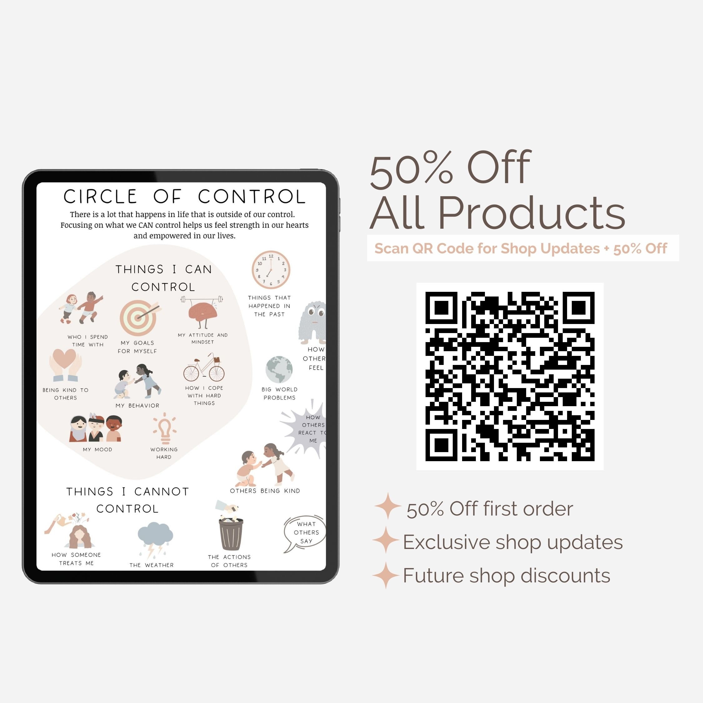 Circle of Control Poster, Things I Can Control Art Print, Therapy ...