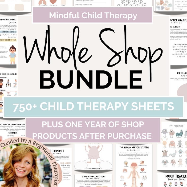 Child Therapy Worksheets and Posters Whole Shop Bundle, Emotional ...