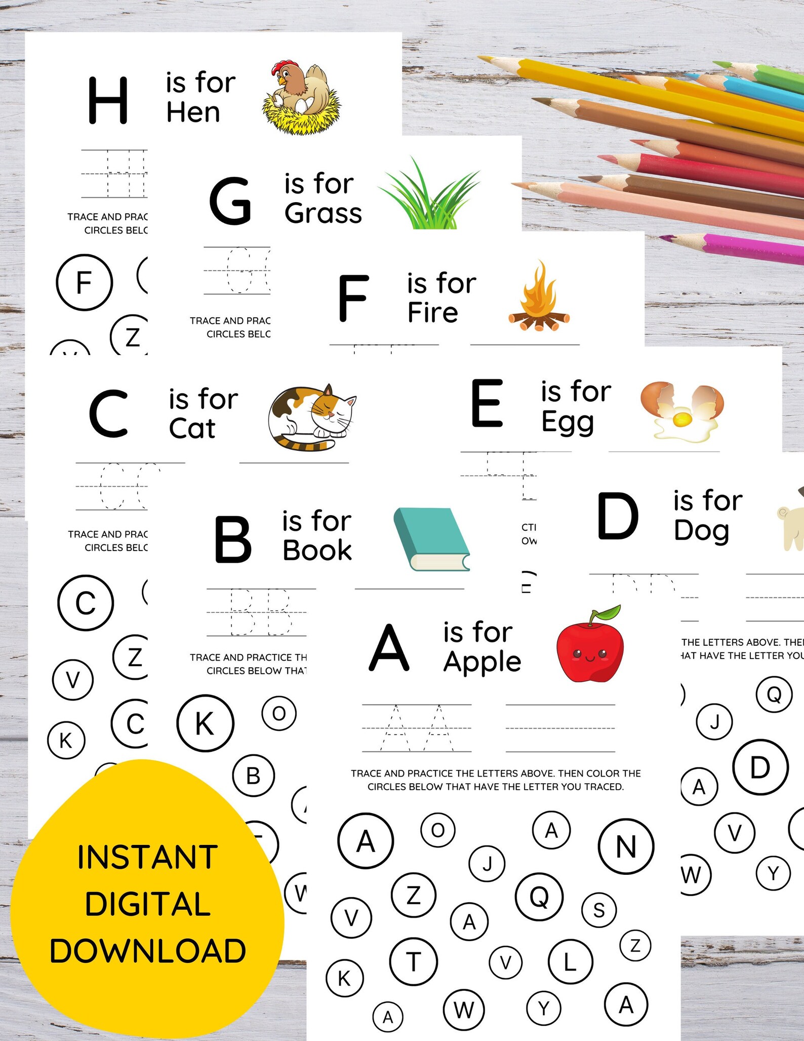 Alphabet Worksheet / Handwriting Printable / Letter Tracing / Alphabet ...