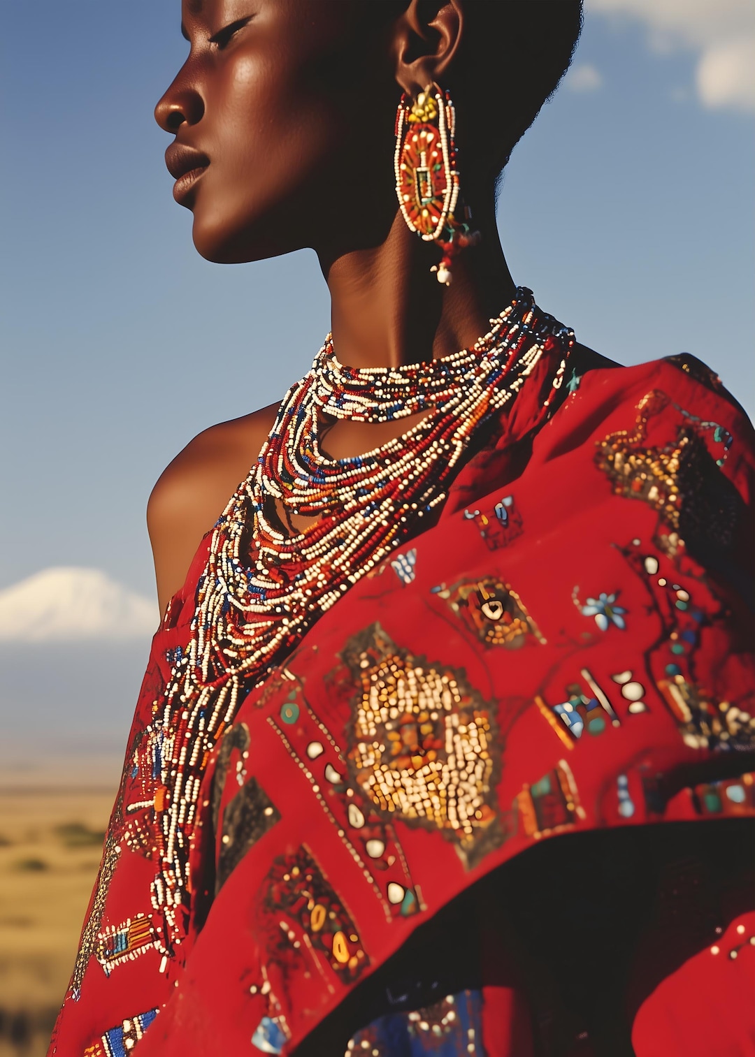Masai Woman, Traditional Attire, African Culture, Digital Print, Ethnic ...