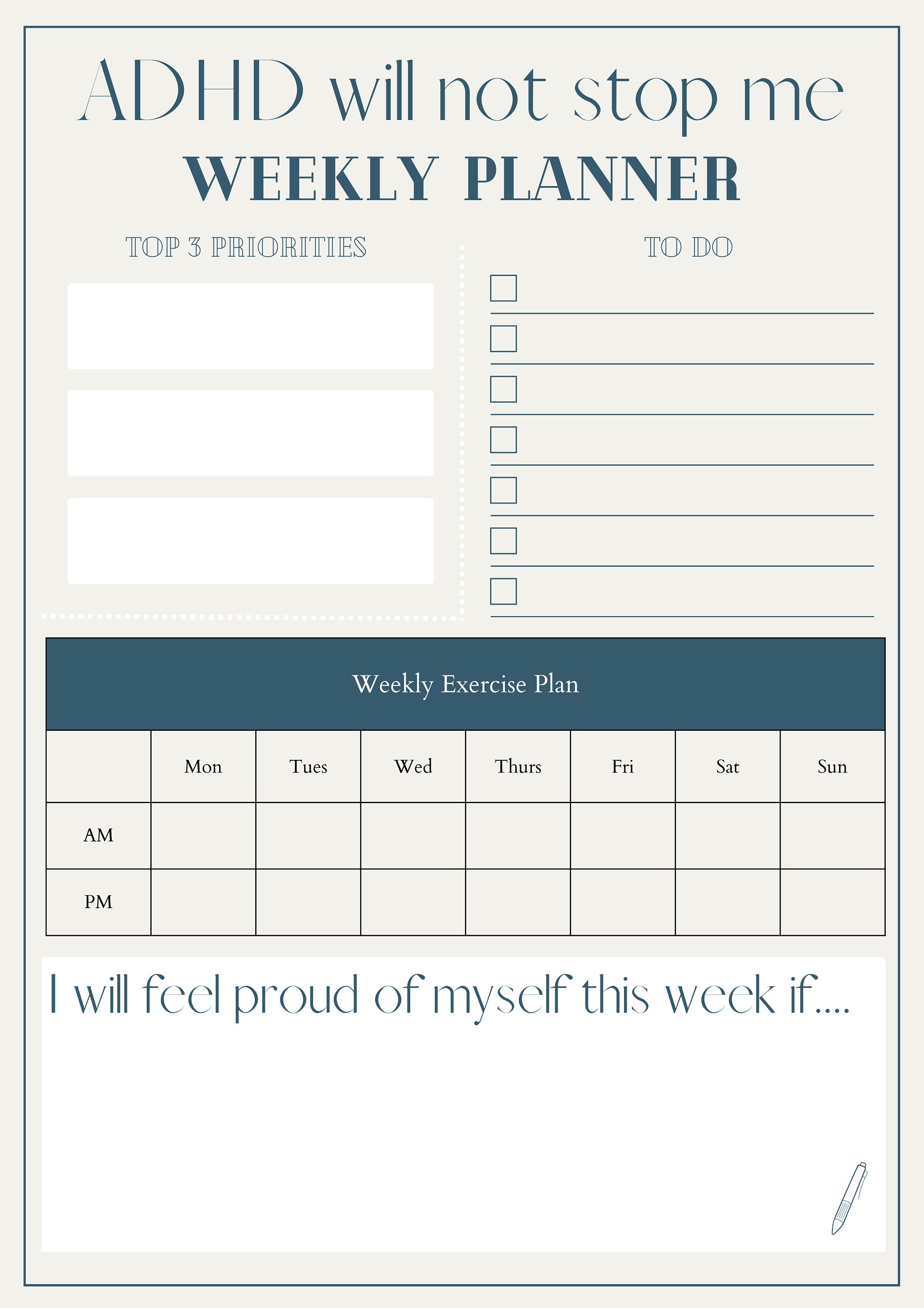 DIGITAL ADHD Daily Planner - ADHD Will Not Stop Me - Etsy